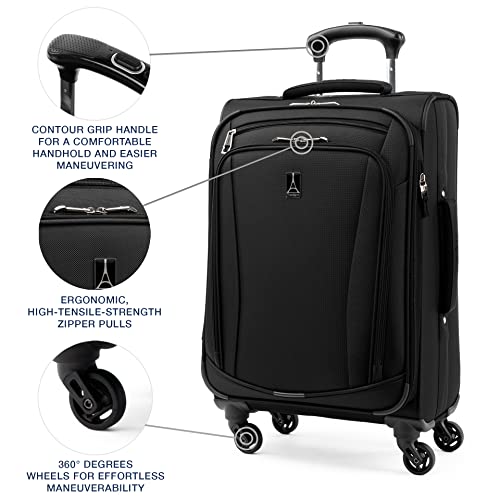 Travelpro Runway 2-piece Luggage Set, Carry on Softside Expandable 4-Wheel Spinner Suitcase & Carry on UnderSeat Luggage Soft Tote Bag, Men and Women, Black
