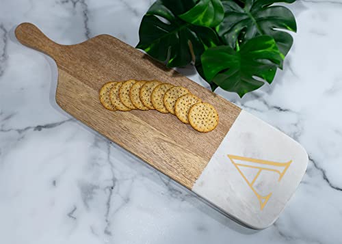 Mary Square Monogrammed A Gold Foil 20 x 6 Mango Serving Cutting Board with Handle