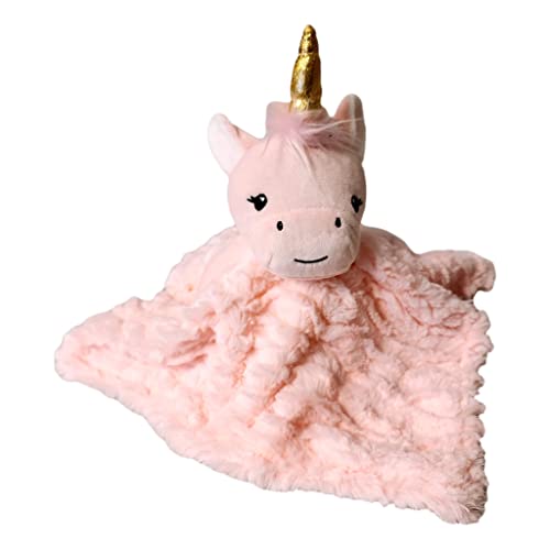 SONA G DESIGNS Deluxe Personalized Baby Security Blanket Lovey and Swaddle Blanket Set with Custom Embroidered Name for Babies Boy and Girl (Pink Unicorn with Embroidered Name)