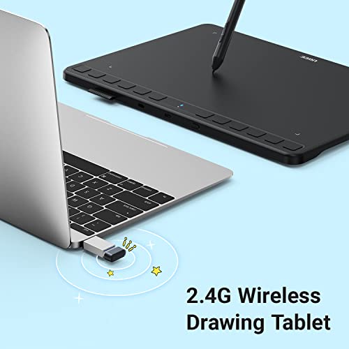 UGEE S1060W Wireless Graphic Drawing Tablet, 10X6.27 Digital Art Pen Tablet with 12 Shortcut Keys,Battery-Free Pen 8192 Pressure Compatible with Android, Windows, MAC OS, Chrome OS,Linux