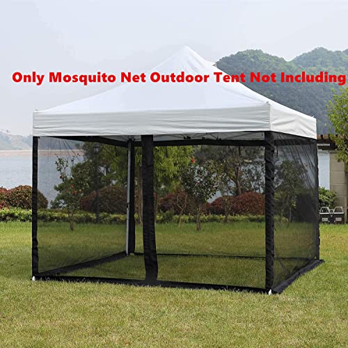 Mosquito Net for Outdoor Patio and Garden, Screen House for Camping and Deck, Gazebo Screenroom, Zippered Mesh Sidewalls for 10x 10' Gazebo (Black)