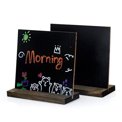 LIANXUE Rustic Chalkboard Desktop Blackboard with Wood Base Message Board Signs for Restaurant Memu Drawing Wedding Table Number Black Wood