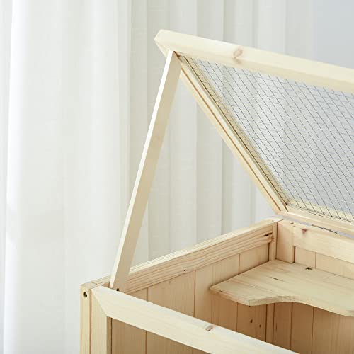PawHut 3-Tier Wooden Hamster Cage Mice and Rat Cage Small Animals Hutch with Openable Top, Front Door, Storage Shelf