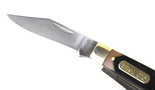 Old Timer 34OT Middleman 5.7in S.S. Traditional Folding Knife with 2.4in Clip Point Blade and Sawcut Handle for Outdoor, Hunting, Camping and EDC,Brown