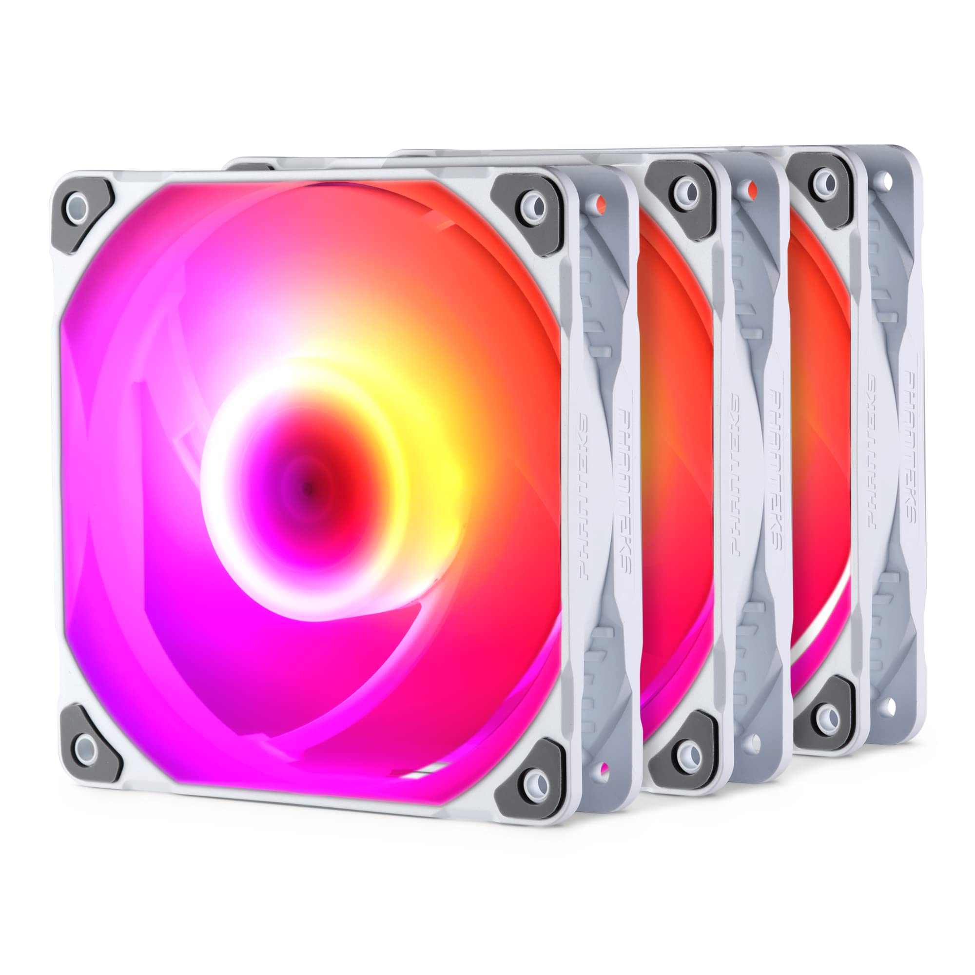 Phanteks M25-140 D-RGB Fan, High-Airflow Radiator Performance, PWM Control up to 1800RPM, ARGB/DRGB Lighting, Daisy-Chain Cable (White Matte Blade/Black Fan Frame (3-Pack))