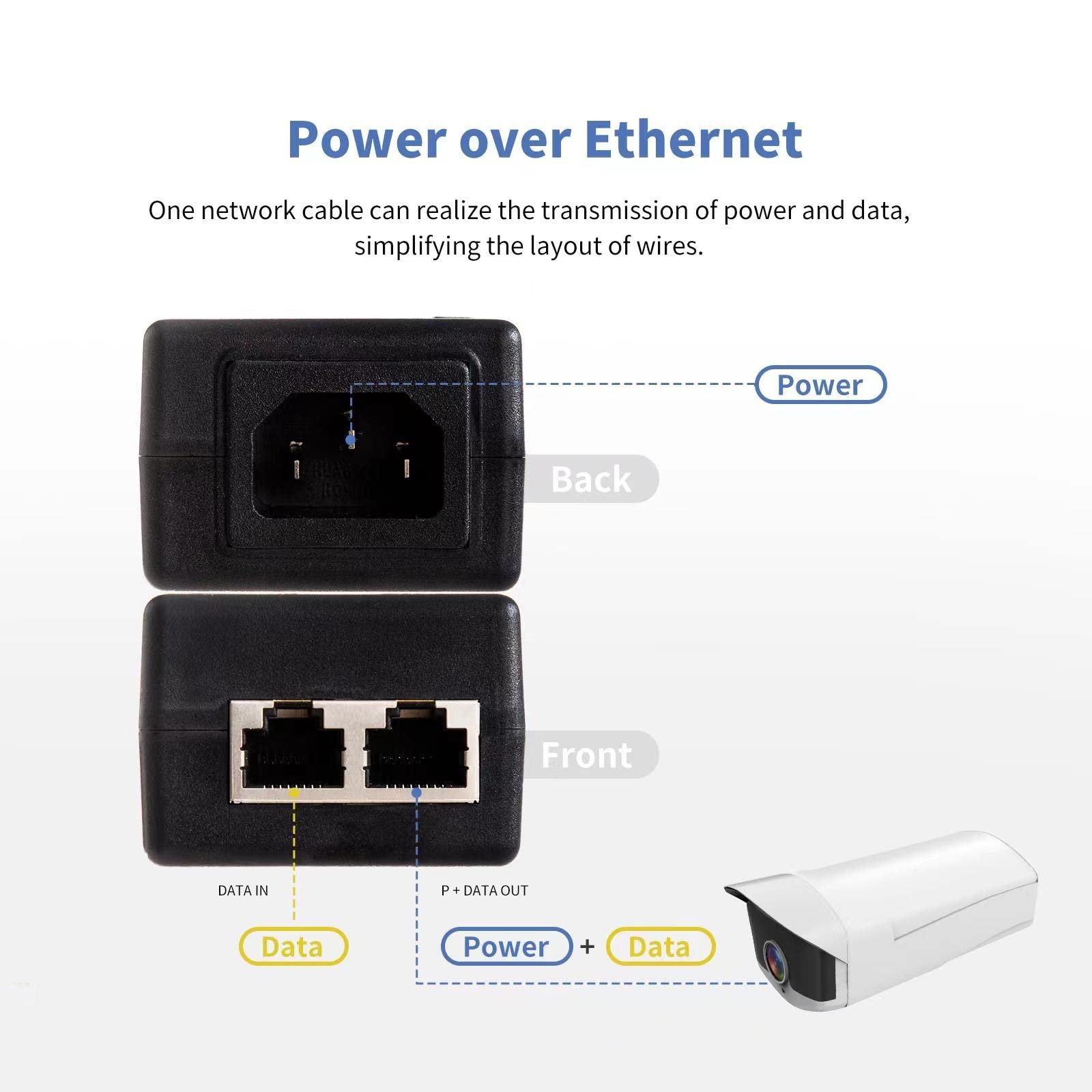 PoE Injector Adapter, 30W, IEEE 802.3af / 802.3at Compliant, 10/100/1000Mbps, up to 100 Meters (325 Feet)