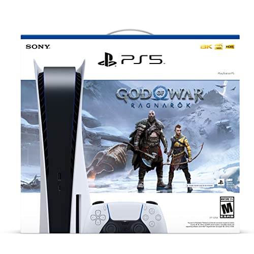Play Station 5 Disc Version Gaming Console God of War Ragnarok Bundle with 4K UHD Blu-ray Player, White - WiFi 6, Bluetooth 5.1, Ethernet Connectivity