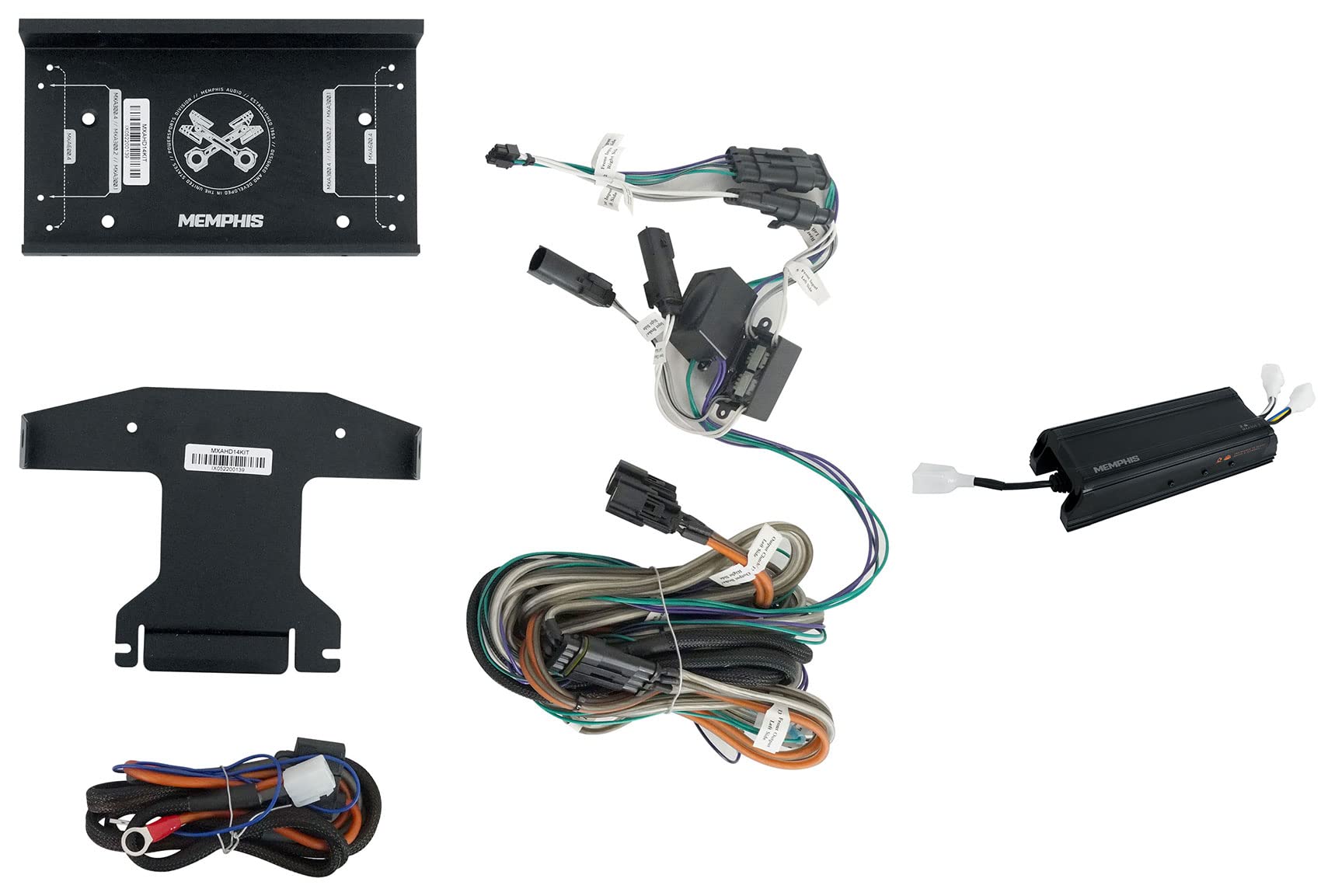 Memphis Audio MXA300.2 300 Watt RMS 2-Channel Amplifier Amp for ATV/UTV/RZR Bundle with MXAHD14KIT Amp Bracket