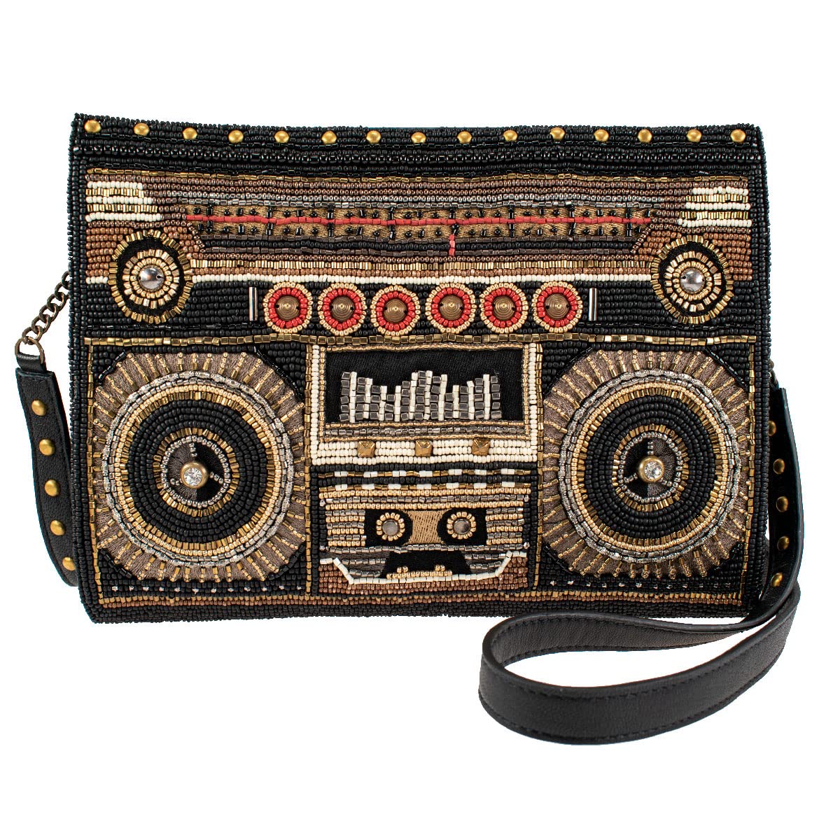 Mary Frances Dialed In Beaded Stereo Music Leather Crossbody Handbag, Multi