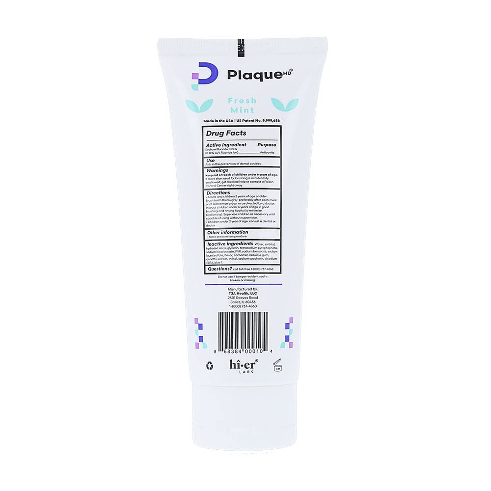 Plaque HD Plaque Identifying Toothpaste Bundle | 4.01 OZ (116 g) per Bottle | 1 Bubblegum and 1 Mint | Made in The USA | Targetol Technology, Gluten Free, Fluoride Toothpaste Containing Xylotol