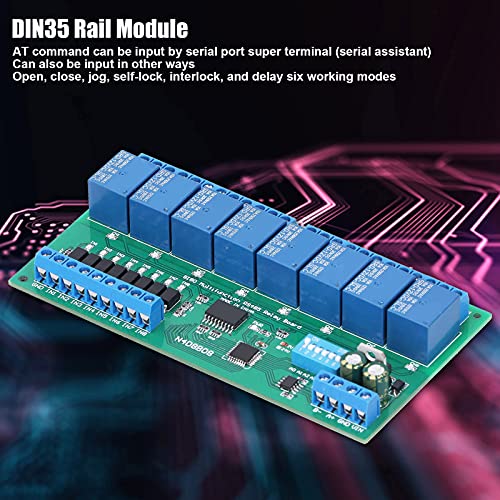 PLC Expansion Board, Relay Module 12V 6 Working Modes 9600BPS 8 Input 8 Output Durable for 64 Devices in Parallel