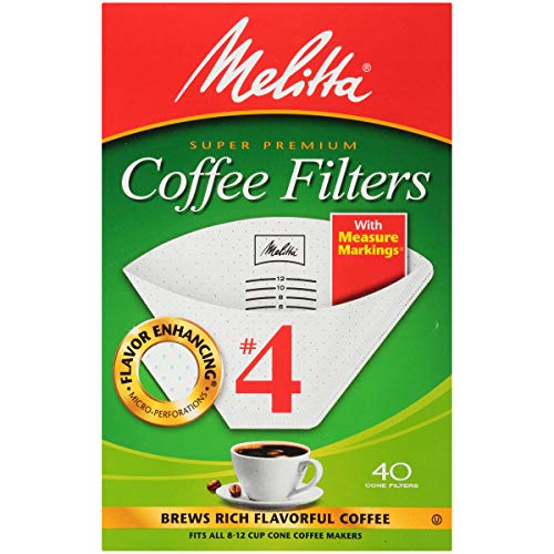 Melitta 4 Cone Coffee Filters, White, 40 Count (Pack of 12) 480 Total Filters Count - Packaging May Vary