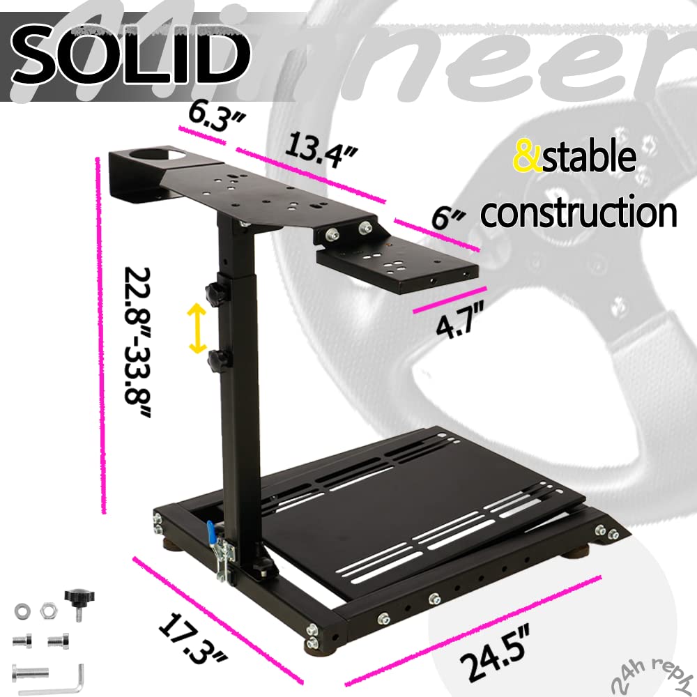Minneer T248/G923 Racing Wheel Stand Foldable Steering Wheel Adjustable Stand Fit for Logitech G29 G920 G27 G25, Thrustmaster T248X T300RS T150 458 TX Xbox PS4 PS5 PC Only Contains Stand