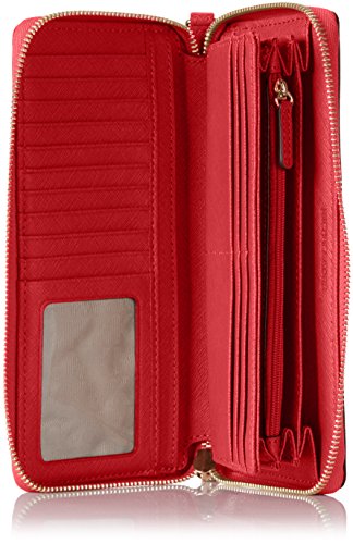 Michael Kors Jet Set Travel Continental Zip Around Leather Wallet Wristlet (Bright Red)