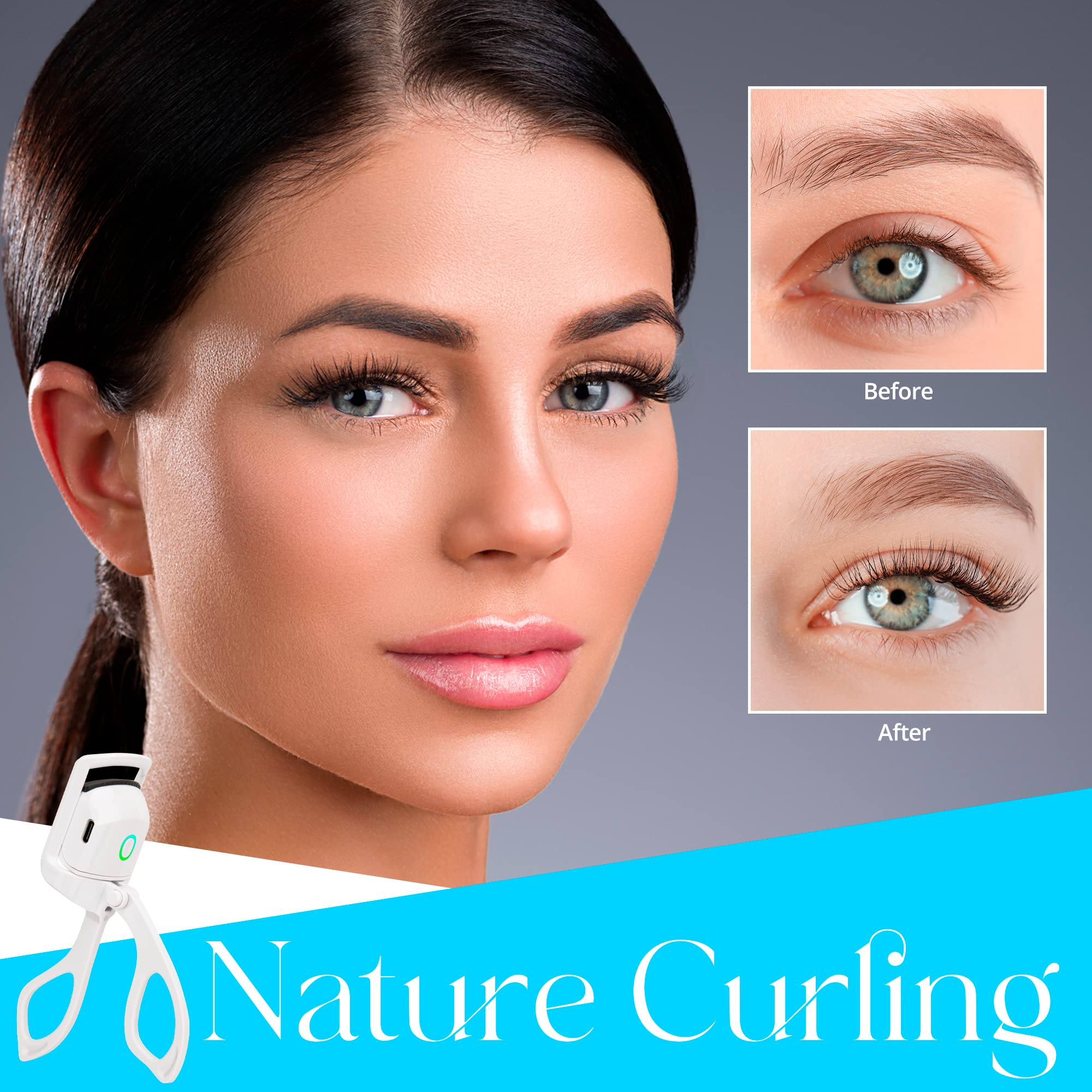 Sekaler Heated Eyelash Curler – Rechargeable Electric Long-Lasting Lash for Natural Lashes Handheld with Quick Pre-Heat White 1.0 Count