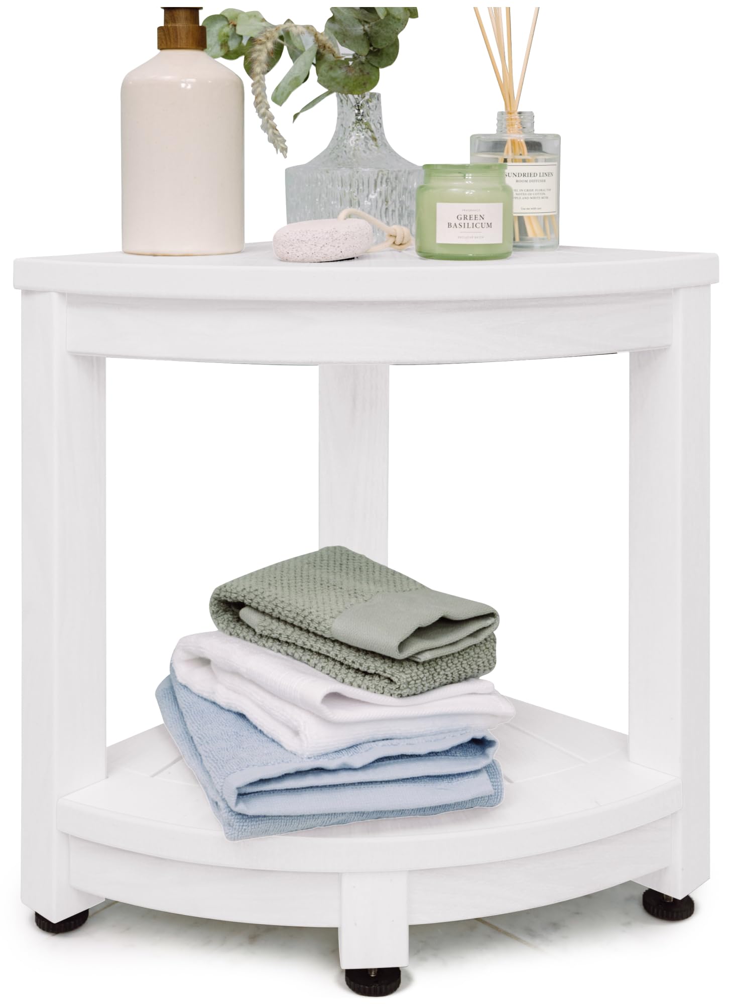 ROHKEX Corner Shower Stool HDPE - Waterproof Shower Bench for Shaving Legs - Easily Assembled Shower Organizer - Shower Seat for Inside Shower (White)