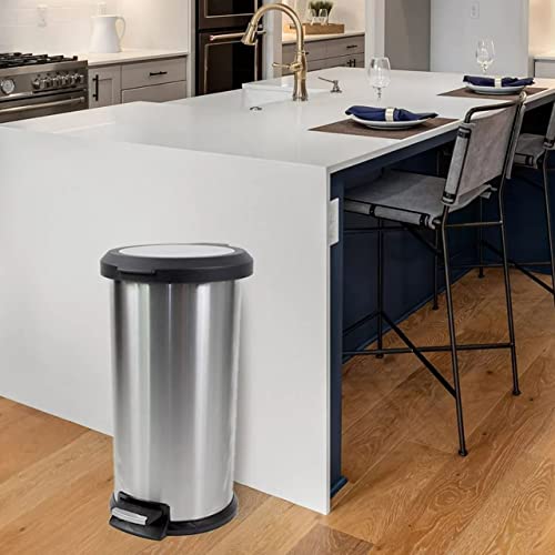 Stainless Steel 10.5 Gallon Round Step Trash Can, Silver