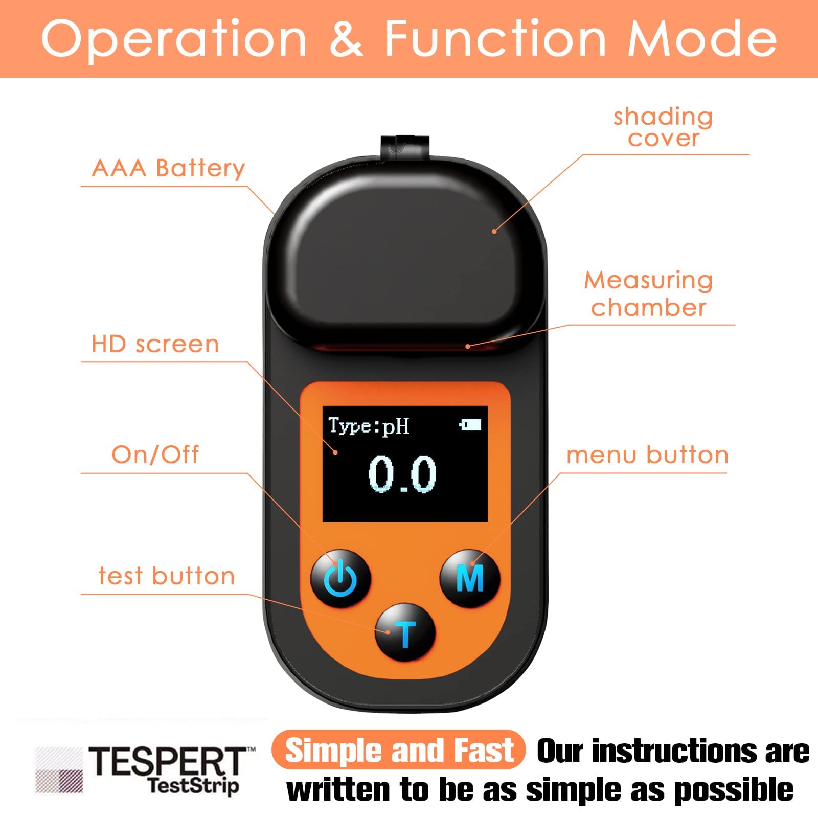 PH and TDS Meter for Water - TESPERT pH Tester Digital - TDS Meter Digital Water Tester, Testing Free Chlorine, Total Alkalinity and pH