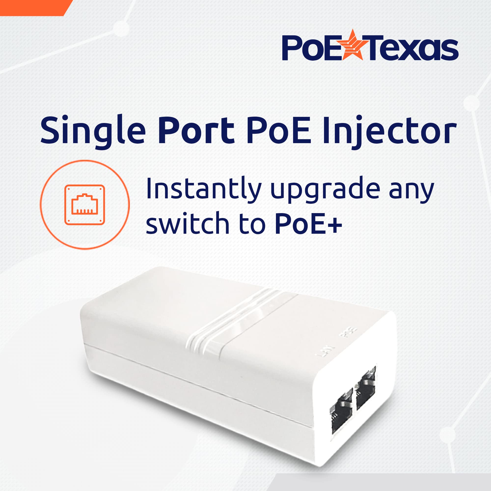 PoE Texas PoE+ Power and Data Adapter for USB-C Tablets & Devices for POS, Digital Signage, & More and PoE Injector - Single Port PoE+ Power Over Ethernet PoE Adapter for 802.3at