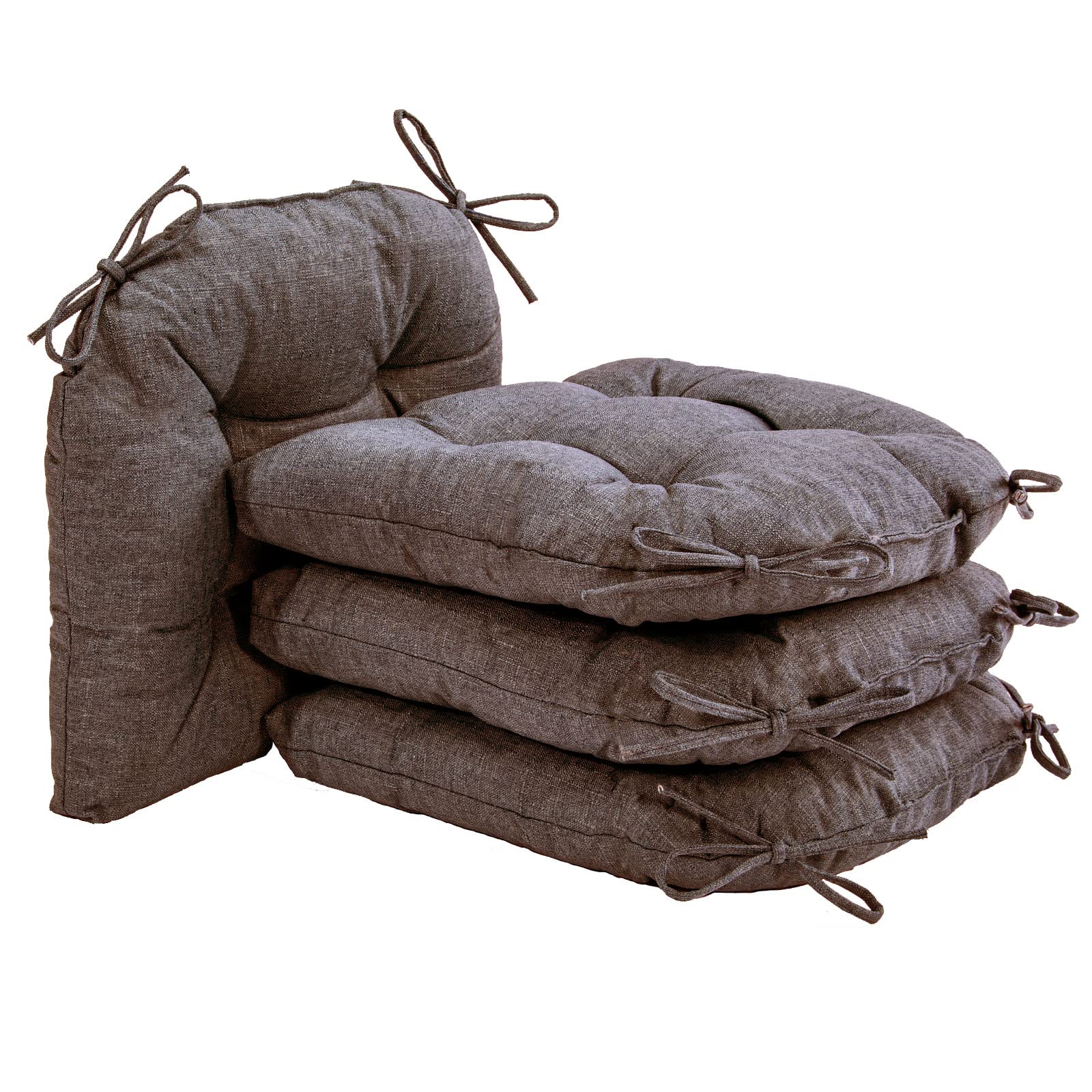 Kyaringtso Chair Cushions for Dining Chairs, 4 Pack Soft and Comfortable Chair Cushions Pads with Ties, Seat Cushions for Kitchen Chairs,Dining Room (4 Pack 17x16, Dark Coffee)