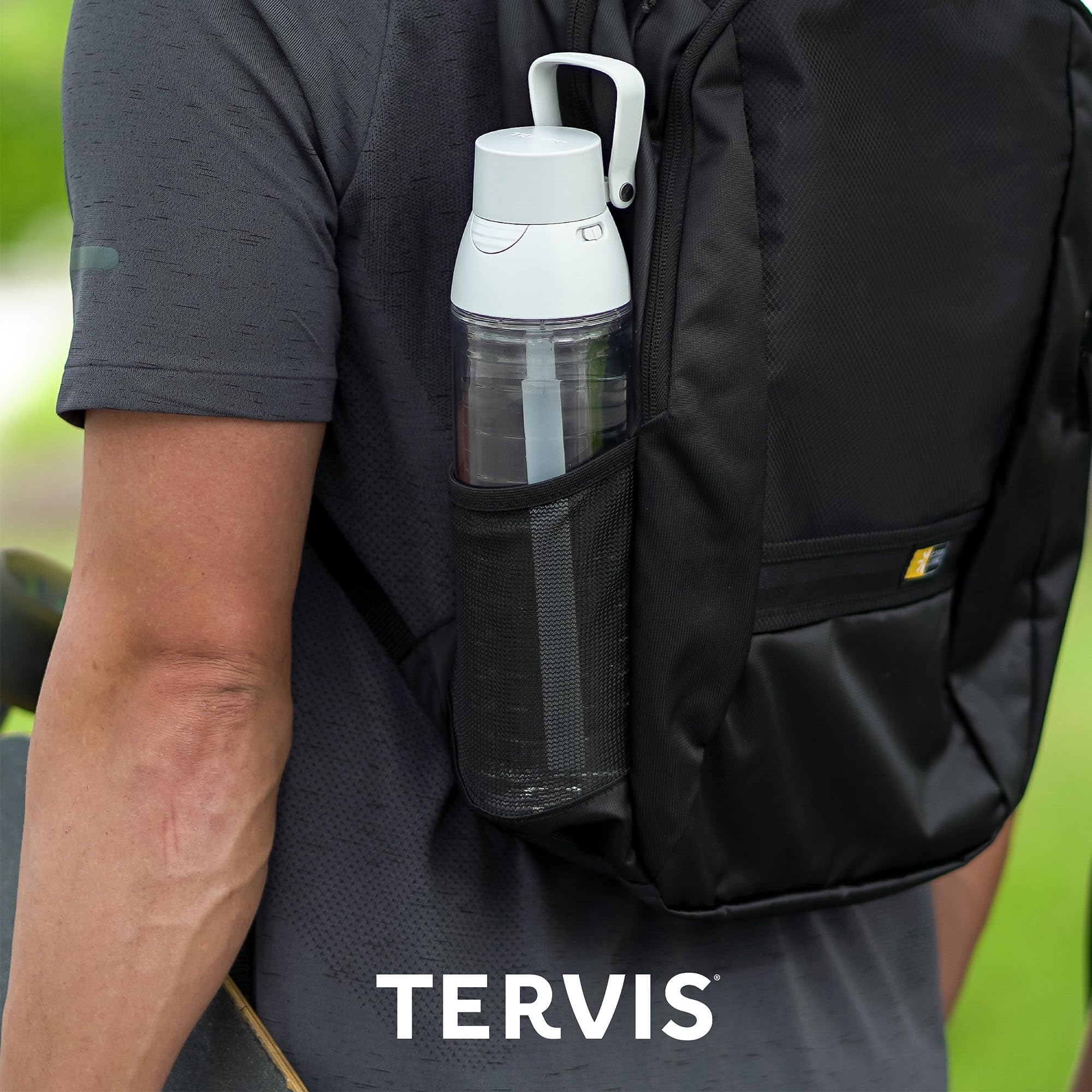 Tervis Clear & Colorful Insulated Tumbler, 24oz Venture Lite Water Bottle, White Lid