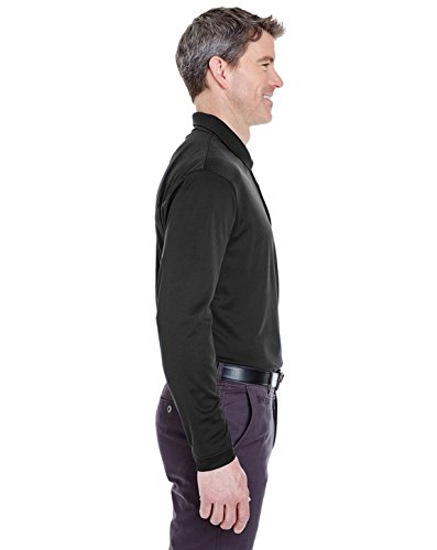 UltraClub Adult Cool & Dry Sport Long-Sleeve Polo 3XL BLACK