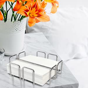 LEVIMETREE Flat Napkin Holder for Table-Kitchen Napkin Dispenser Serviette Holder Kitchen & Dining Room Décor, Decorative Clear Cocktail Napkin Kitchen Décor Napkin Holder for Dining Table