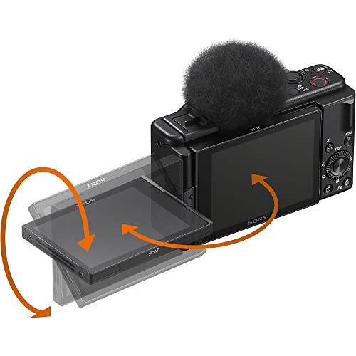 Sony ZV-1F Vlogging Camera (Black) (ZV1F/B) + Case + 64GB Card + Card Reader + Flex Tripod + Memory Wallet + Cap Keeper + Cleaning Kit (Renewed)
