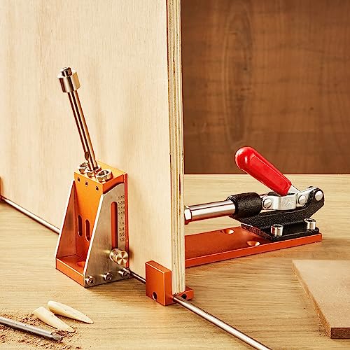 VEVOR 34 Pcs Pocket Hole Jig Kit, Adjustable Versatile Pocket Hole Jig with Toolbox,11" C-clamp, Fixture, Step Drills, Wrenches, Drill Stop Rings, Square Drive Bits-Gifts for Him