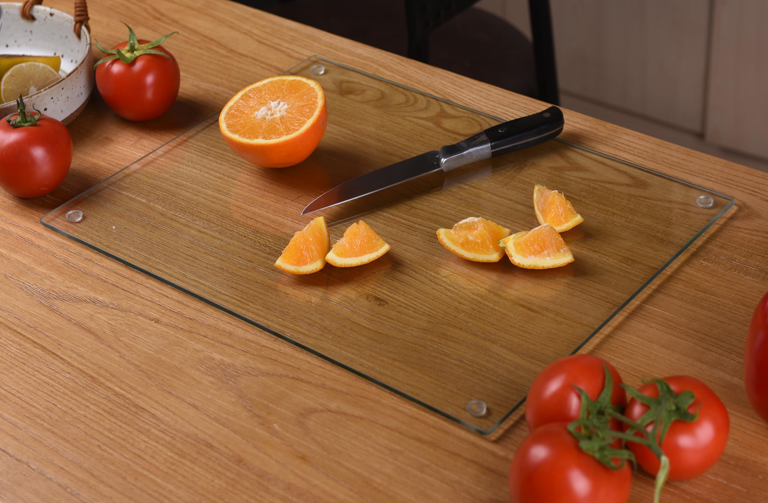Phore Tempered Glass Cutting Board for Kitchen, Dishwasher Safe, Clear Cutting Board for Countertop, Scratch Resistant, Heat Resistant, Shatter Resistant(16"x12", Clear)