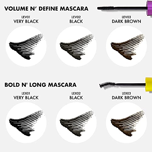Kiss New York Volume N’ Define Mascara, No Flaking, No Smudging, No Clumping, Water-Resistant Long Wearing Mascara (Very Black)