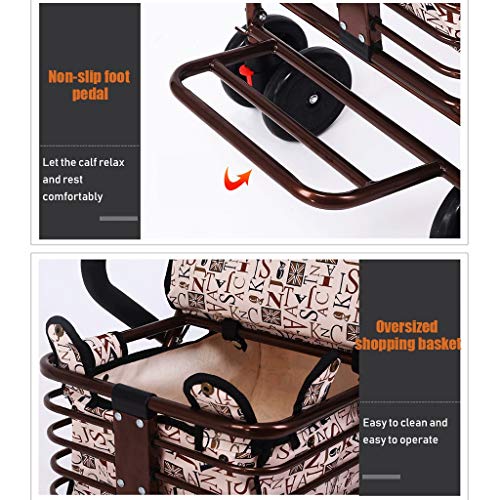 Rollator Walker Seniors and Adults Rolling Walker Foldable Mobility Walking Aid,Four-with Seat Walking Frame for The Elderly Shopping Pedal