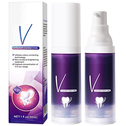 Purple Toothpaste for Teeth Whitening,Tooth Stain Removal,Teeth Whitening Purple Toothpaste, Colour Correcting, Colour Corrector, Tooth Colour Corrector,30ml,2 Pcs