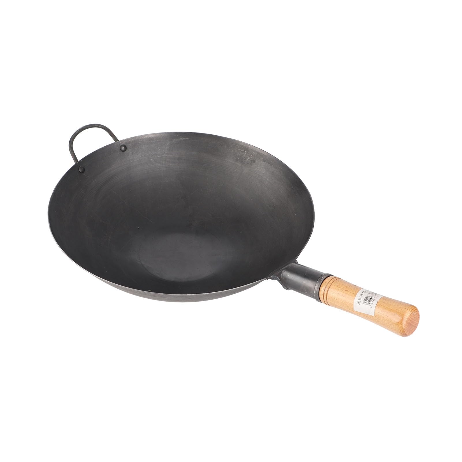 UNIQUEFAITH Frying Wok with Single Handle No Chemical Coated Nonstick Stir Fry Pan Hand Hammered Iron Wok (40 cm)
