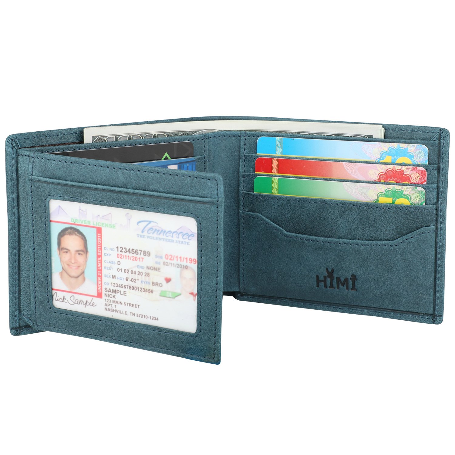 HIMI Wallets for Men - RFID Blocking Trifold Genuine Leather Wallet With 2 ID Window (Tan Black)