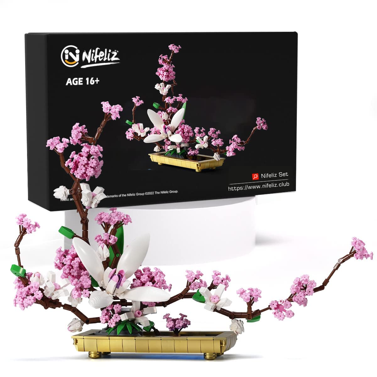 Nifeliz Lilac Bonsai Tree Toy Building Kit and Display Model, Unique Home Flower Bouquet DΓ©cor Ideas, A Creative and Relaxing Bonsai Tree Building Project for Adults, Botanical Collection(974 Pieces)