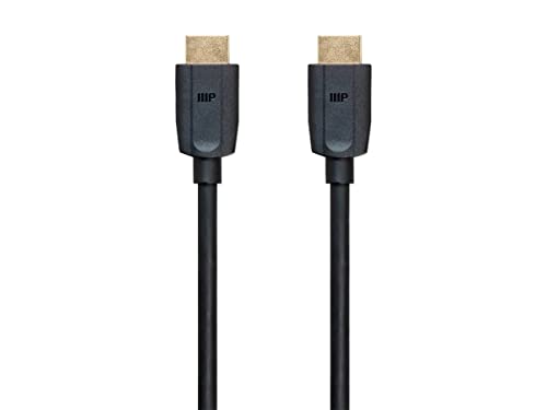 Monoprice 8K Ultra High Speed HDMI Cable - HDMI 2.1, 8K@60Hz, 4K@120Hz, 48Gbps, HDR, VRR, 10ft, No Logo, Black (Pack of 5)