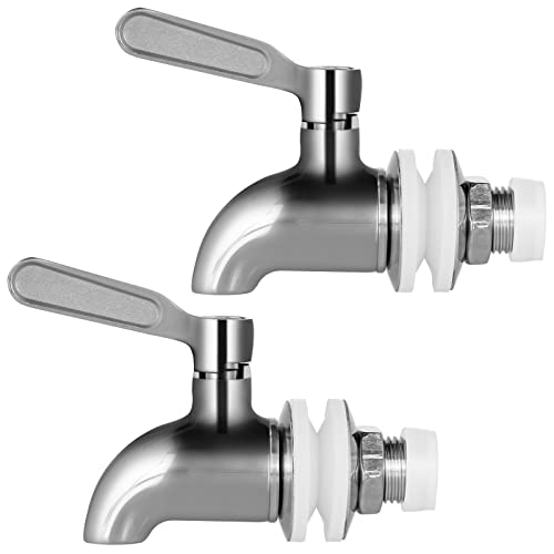 MOLIGOU 2 Pack Beverage Dispenser Replacement Spigot, Stainless Steel Spigot for Drink Dispenser, Water Dispenser Replacement Spout, Fits 5/8 inch Opening
