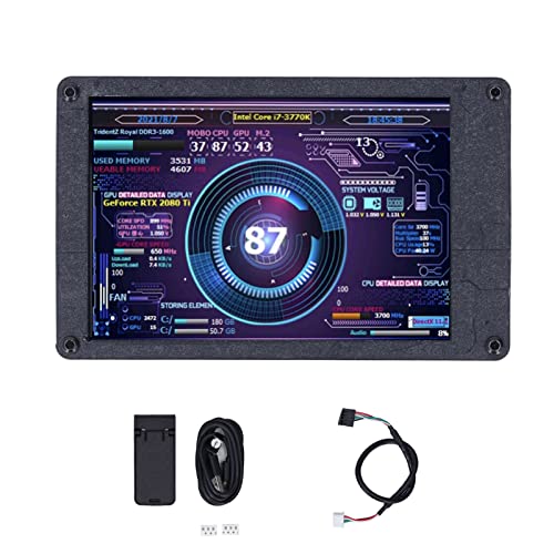 Qinlorgo Mini Monitor Sensor Panel, Computer RAM Monitor Energy Saving Adjustable Brightness 3.5in Multifunctional for Company (with Motherboard Line)