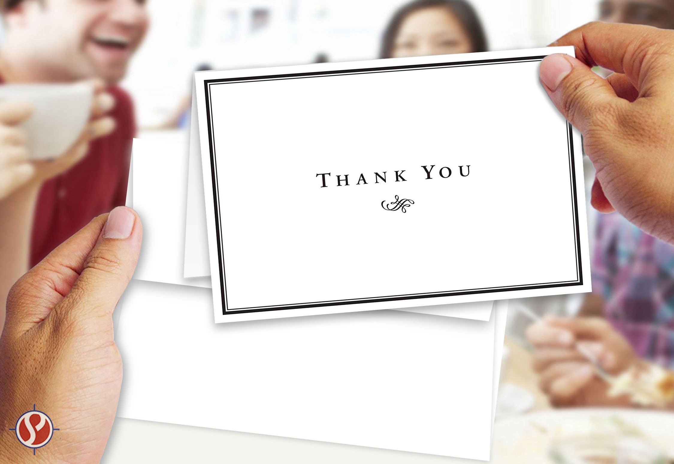 Thank You Holiday Cards for Small Business, 4.5x6 Inch Folded, Ships Flat, Blank Inside + Envelopes - Elegant Design Note Card for Weddings, Bridal, Baby Shower, Graduation | Set of 25