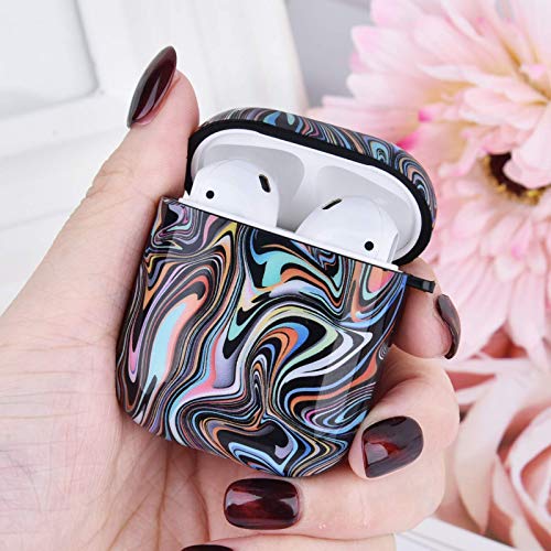KOREDA Compatible with AirPods Case, Cute Marble TPU Hard Designed Case Full Protective Shockproof Cover Accessories with Keychain for AirPods 2 & 1 (Abstrict Marble)