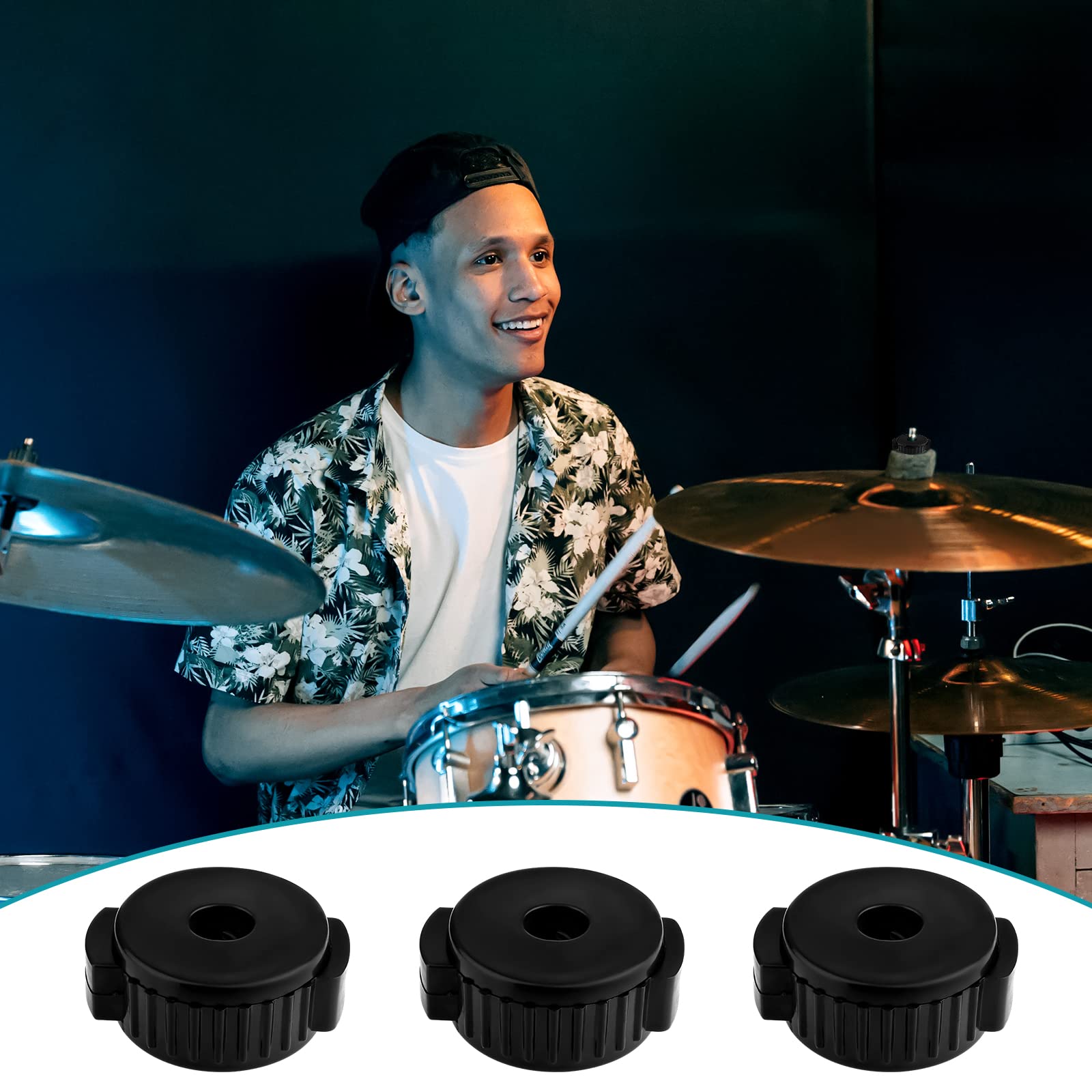 LUTER 6pcs Plastic Cymbal Nut 8mm, Black Cymbal Nut Quick Release Drum Cymbal Wing Nuts Cymbal Replacement Accessories for Percussion Instrument Part