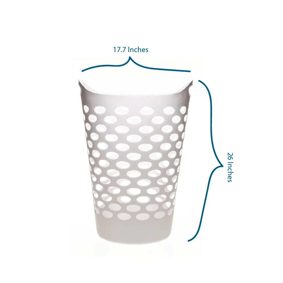 SEDLAV Laundry Basket, 26”, Laundry Hamper. Ideal For: Laundry Room Organization, Hampers For Laundry, Room Organization, Clothes Hamper. Laundry Basket Plastic: White, Blue & Teal (White)