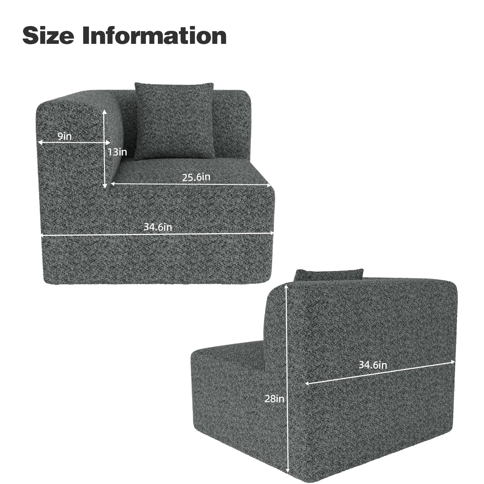Purgreen Modern Living Room Modular Sofa Set, Separate Design can be Freely Combined, Removable and Easy to Clean, with Ottoman can be Converted to U/L Shaped Sofa Recliner (Black,Corner Sofa)