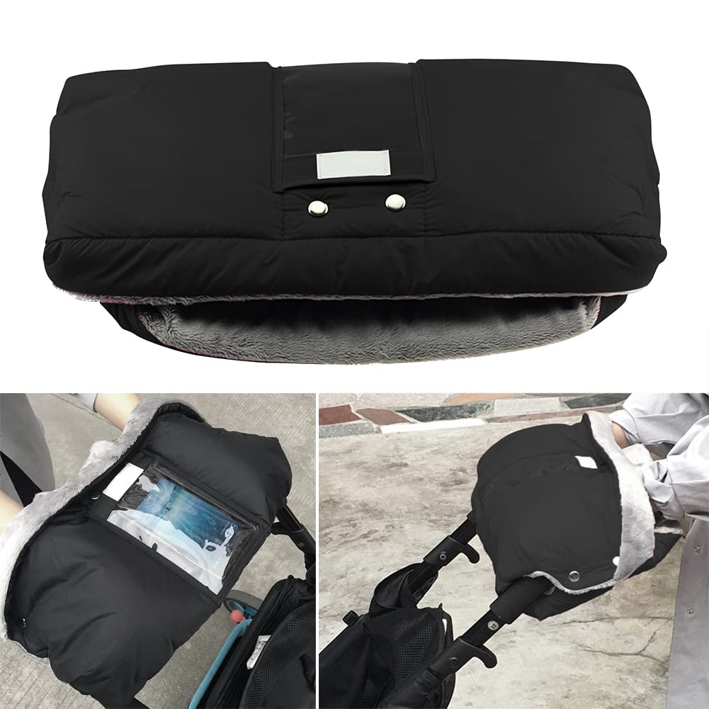 Pram Hand Muff, Baby Pushchair Hand Gloves Stroller Hand Muff Hand Warmer, Universal Windproof Thickening Anti-Freeze Gloves with Touch Screen Phone Bag