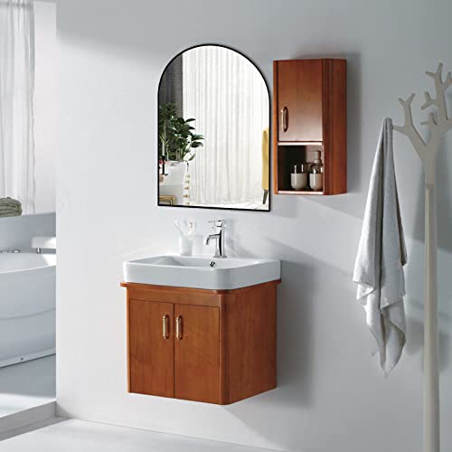 QDSSDECO Arched Mirror Black Vanity Wall Mirrors with Aluminum Frame for Bathroom, Living Room, Entryway, 24"x36"