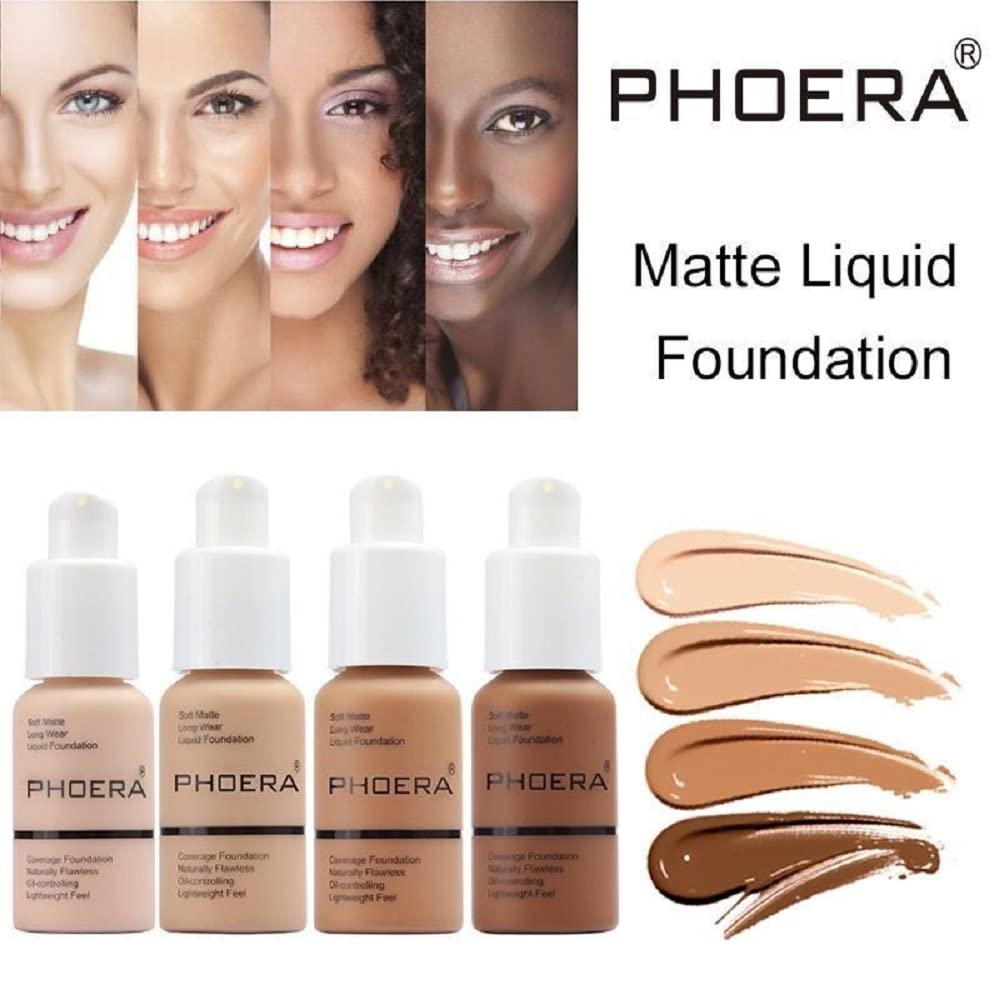 PHOERA Foundation, Flawless Soft Matte Liquid Foundation Makeup for Women.(102# Nude)