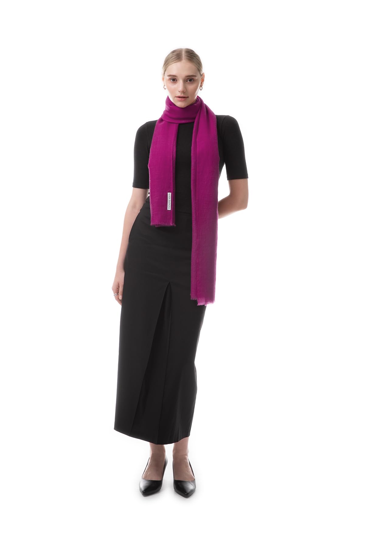 Maya Sapana 100% Cashmere from Himalaya – Prestige Woven Wrap Shawl Extra Large Scarf Stole for women (Beetroot Purple)