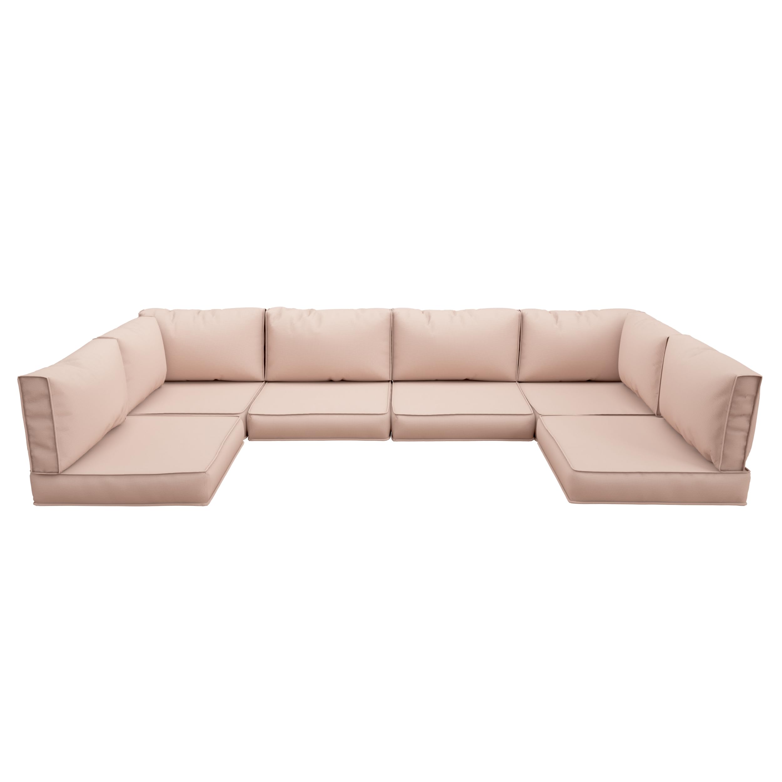 UDPATIO Outdoor Replacement Cushions for Patio Furniture, Water-Resistant Patio Cushions for 6-Seat Sectional Patio Conversation Sets, 14-Piece Outdoor Couch Cushions Patio Sofa Cushions (Beige)