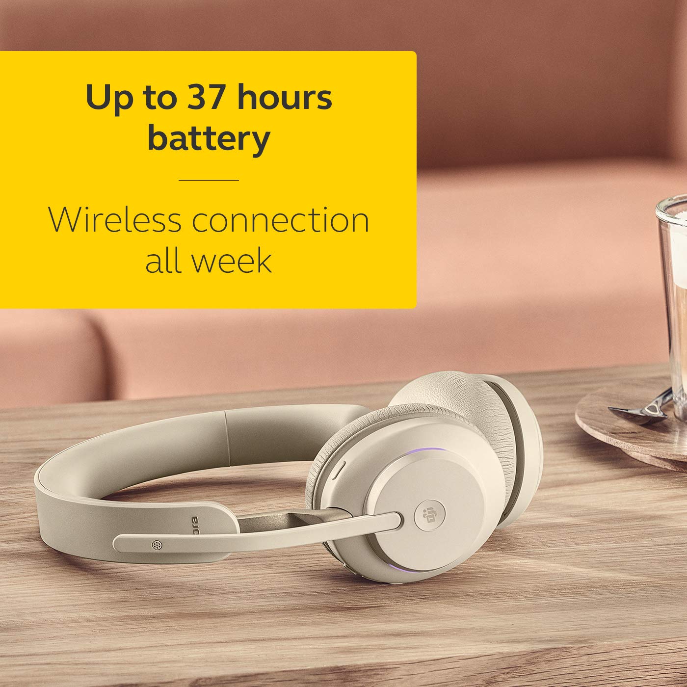Jabra Evolve2 65 USB-A MS Stereo with Charging Stand - Beige Wireless Headset/Music Headphones